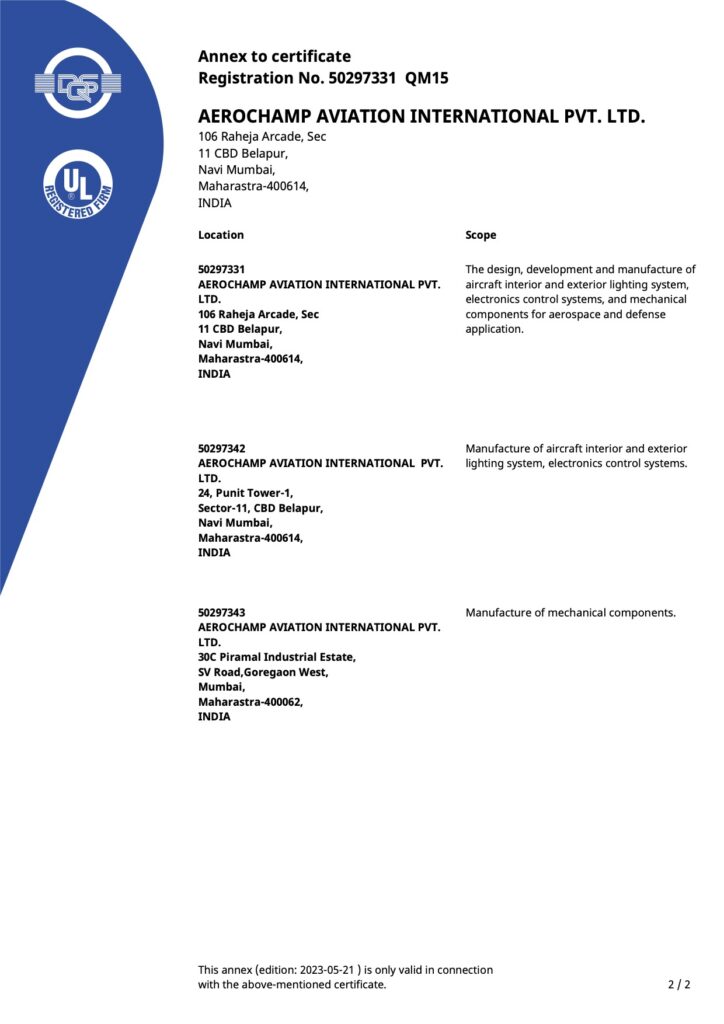 Certifications - AeroChamp